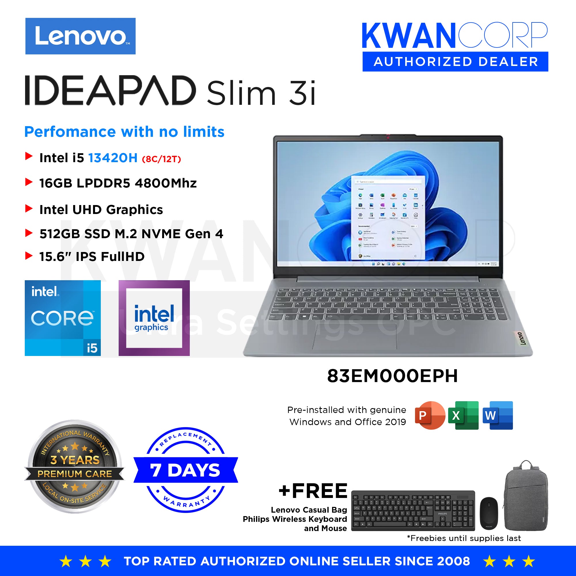 Lenovo IdeaPad Slim 3i 83EM000EPH Intel i5 13420H 16GB RAM Intel UHD G