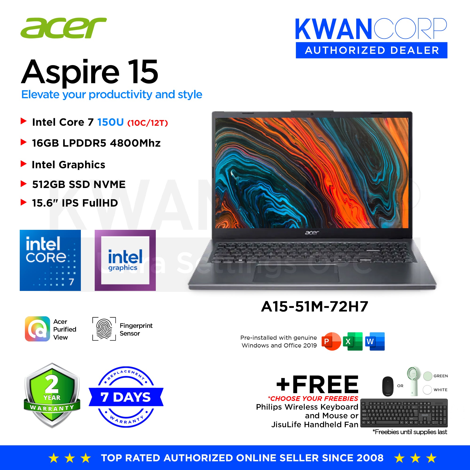 Acer Aspire 15 A15-51M-72H7 Intel Core 7 150U 16GB RAM Intel Graphics