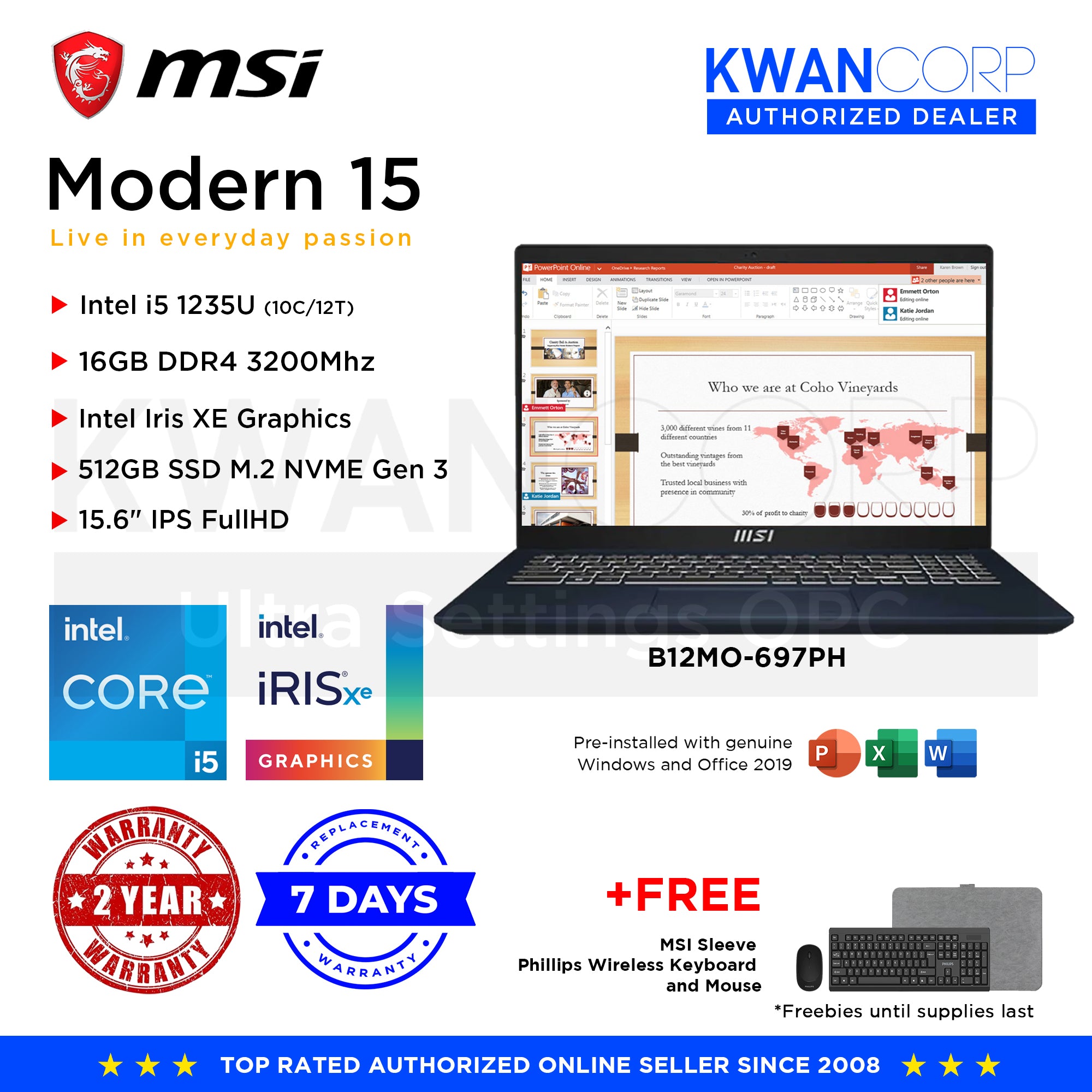 MSI Modern 15 B12MO-697PH Intel i5 1235U 16GB Intel Iris XE Graphics 5