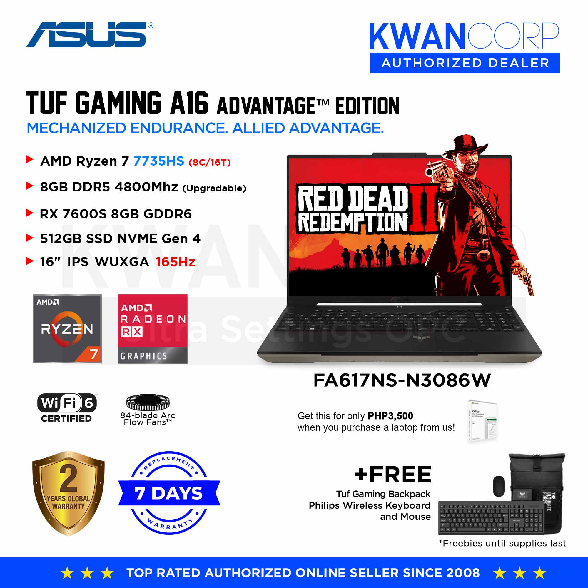 Asus TUF Gaming A16 Advantage Edition FA617NS-N3086W AMD Ryzen 7 7735H