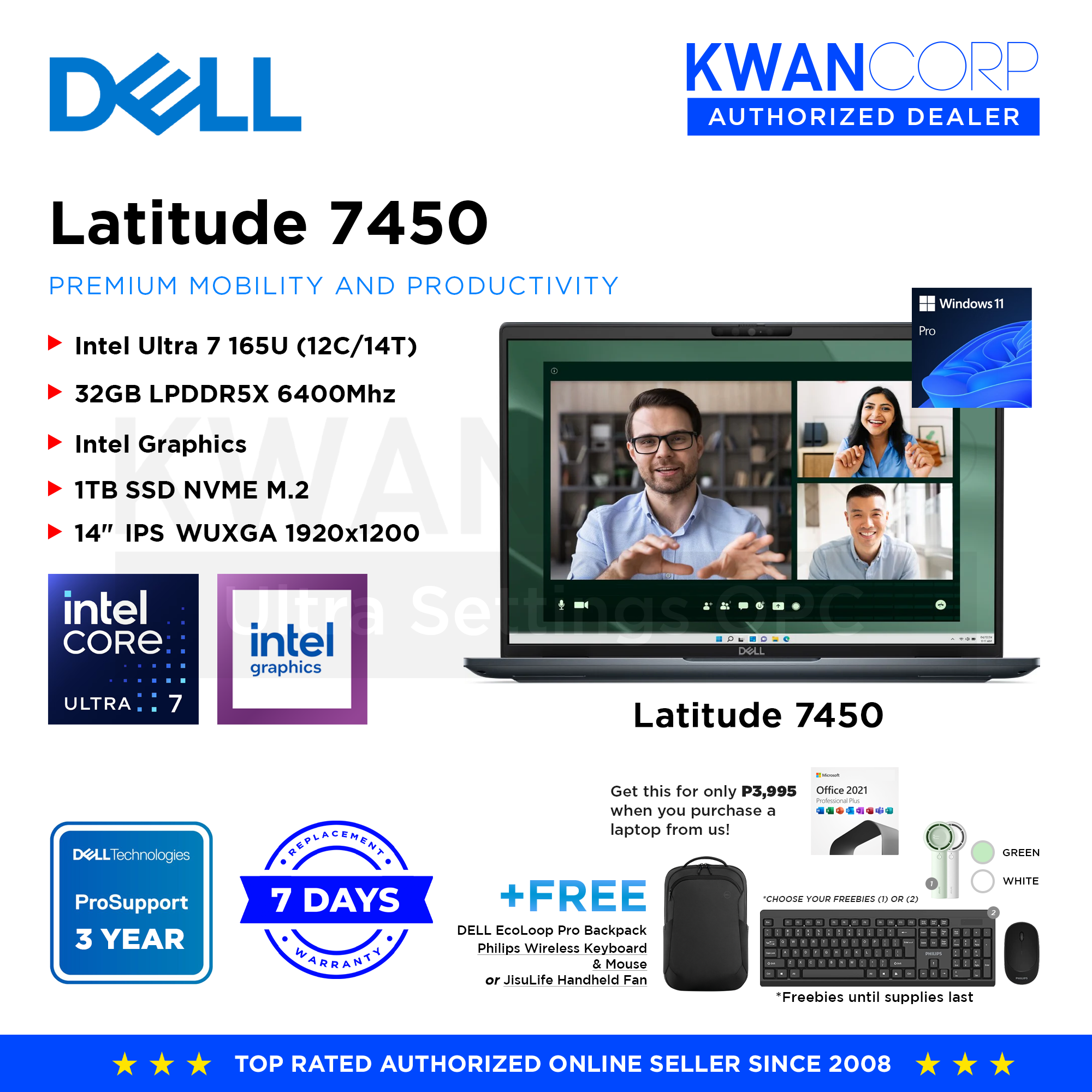 Dell Latitude 7450 Intel Ultra 7 165U 32GB RAM Intel Graphics 1TB SSD