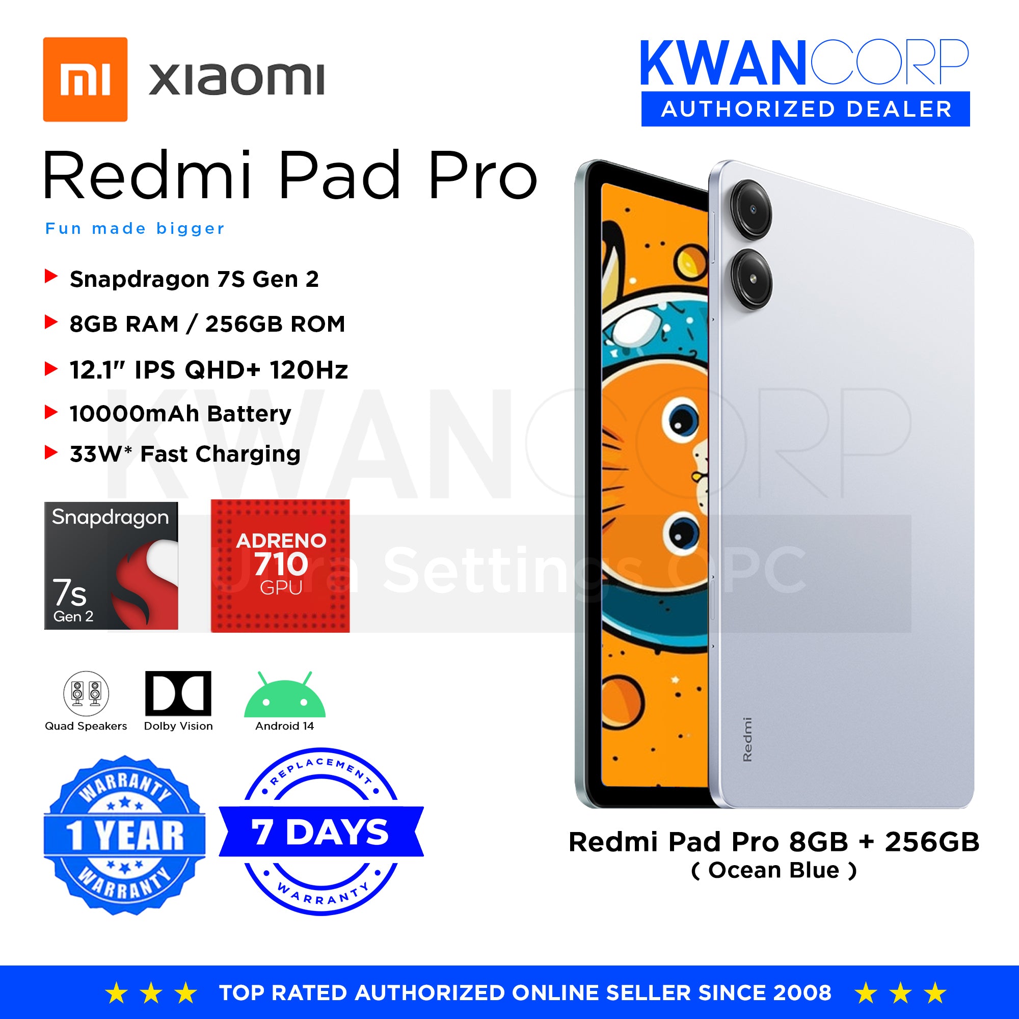 Xiaomi Redmi Pad Pro Blue Snapdragon 7S Gen 2 SM7435-AB 8GB RAM Adreno