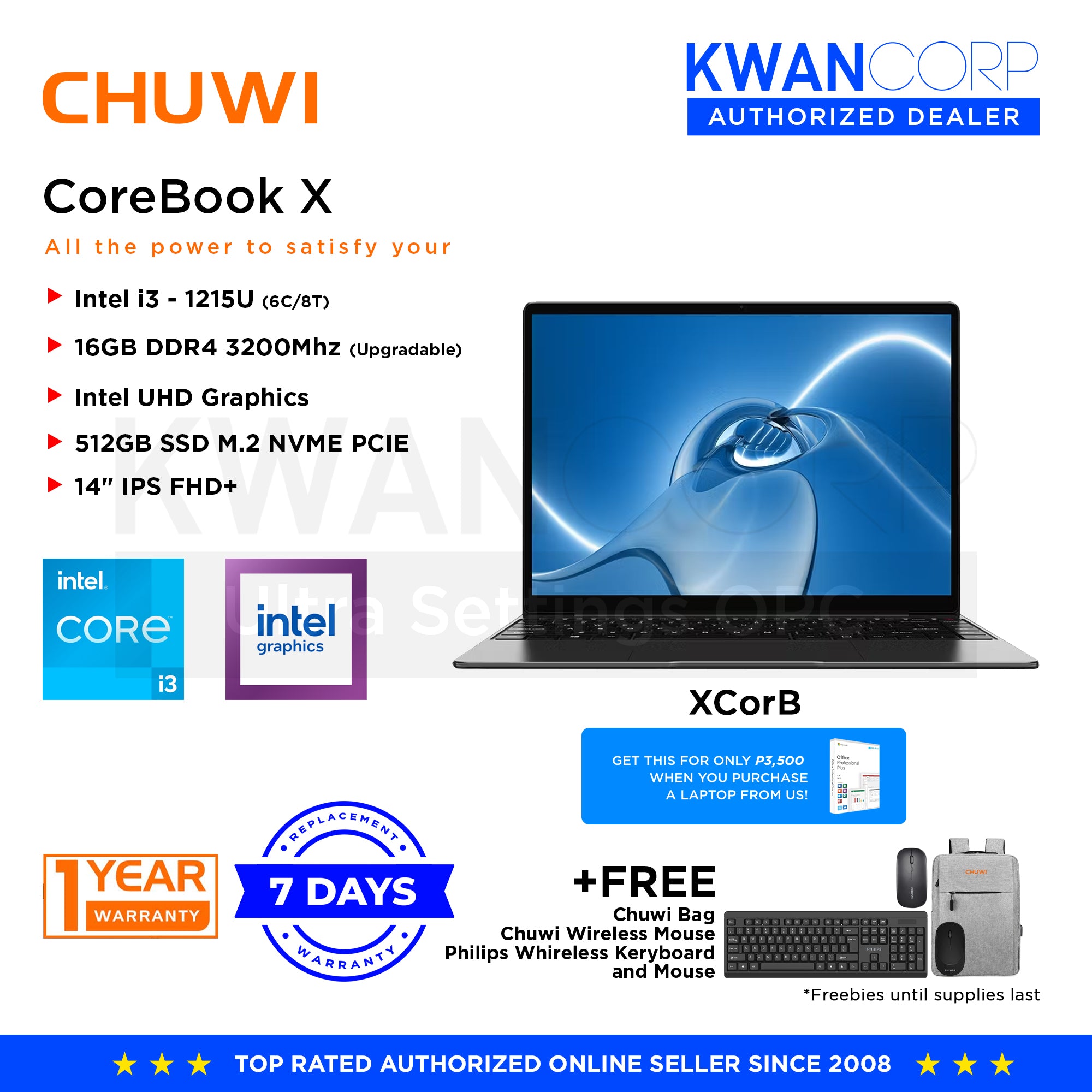 Chuwi CoreBook X XCorB Intel i3 1215U 16GB RAM Intel UHD Graphics 512G